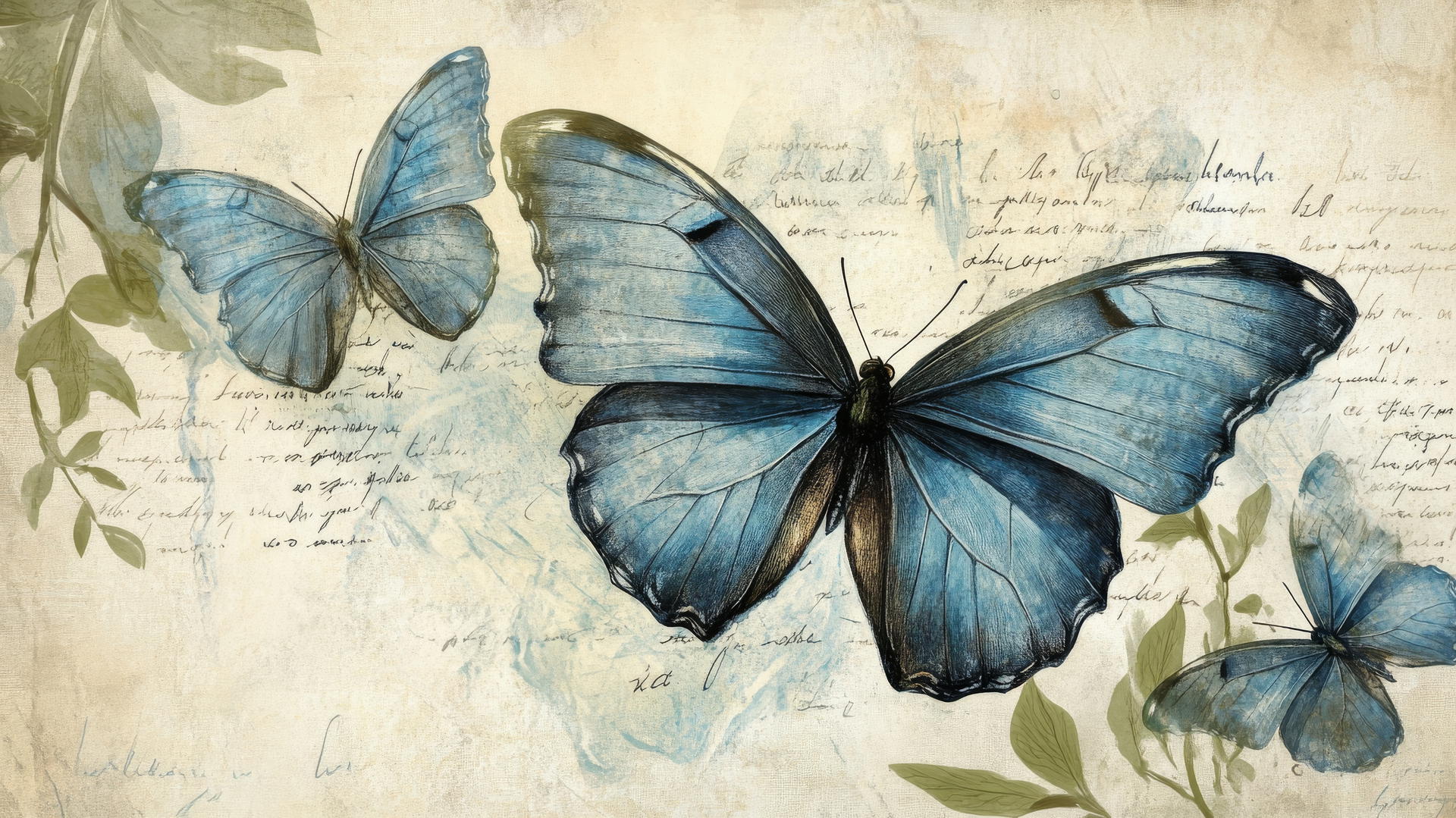 4k HD Wallpaper: Vintage Blue Butterfly Wallpaper