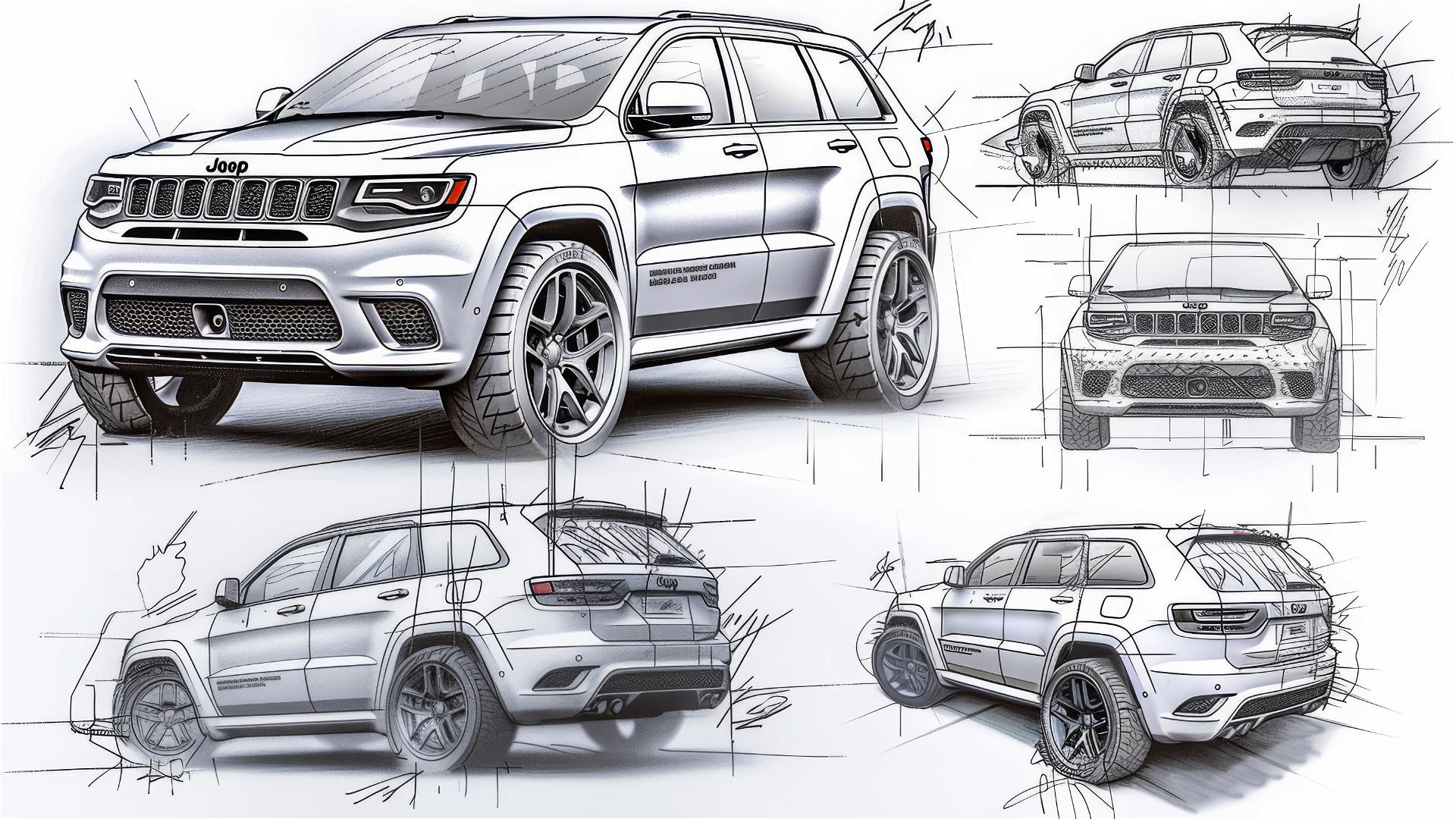 4K HD Обои: Чертеж и эскиз Jeep Grand Cherokee Trackhawk
