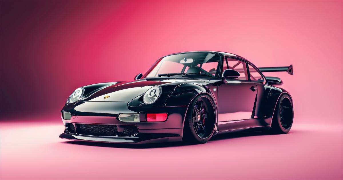 4k HD Wallpaper: RWB Porsche 993 Turbo on Pink Futuristic Landscape
