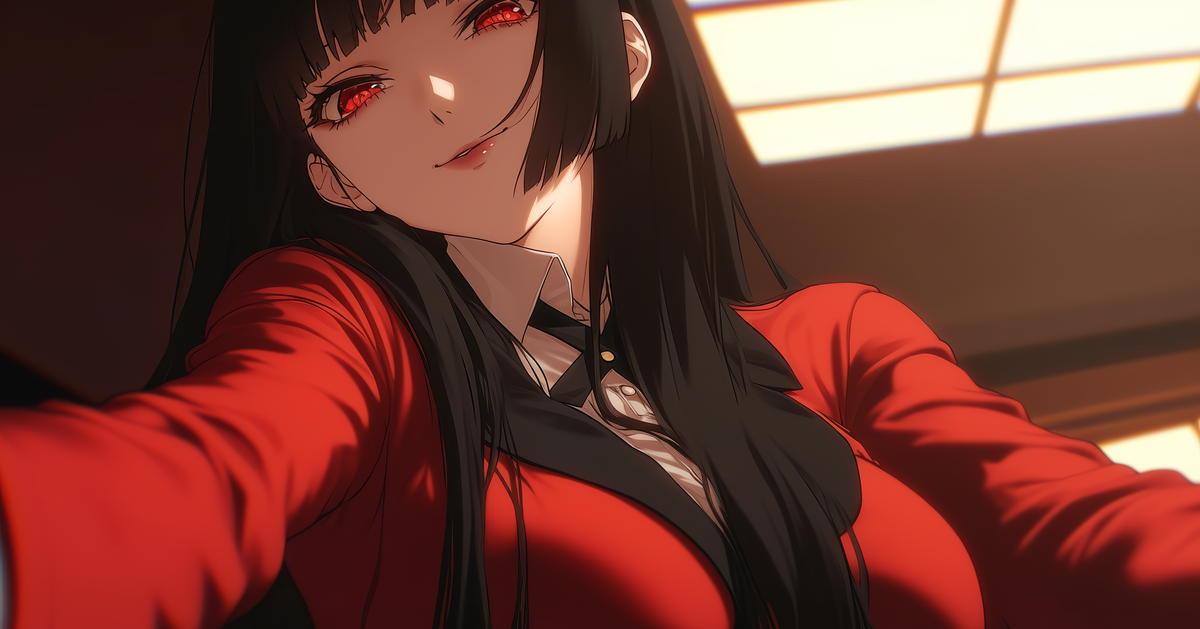 4k HD Wallpaper: Yumeko Jabami Kneeling with Hime-Cut Hair