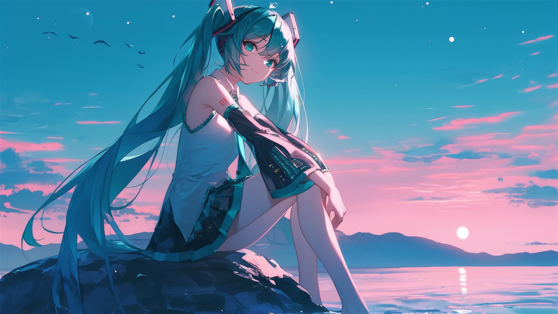 4k HD Wallpaper: Hatsune Miku as Oceanic Twilight Mermaid