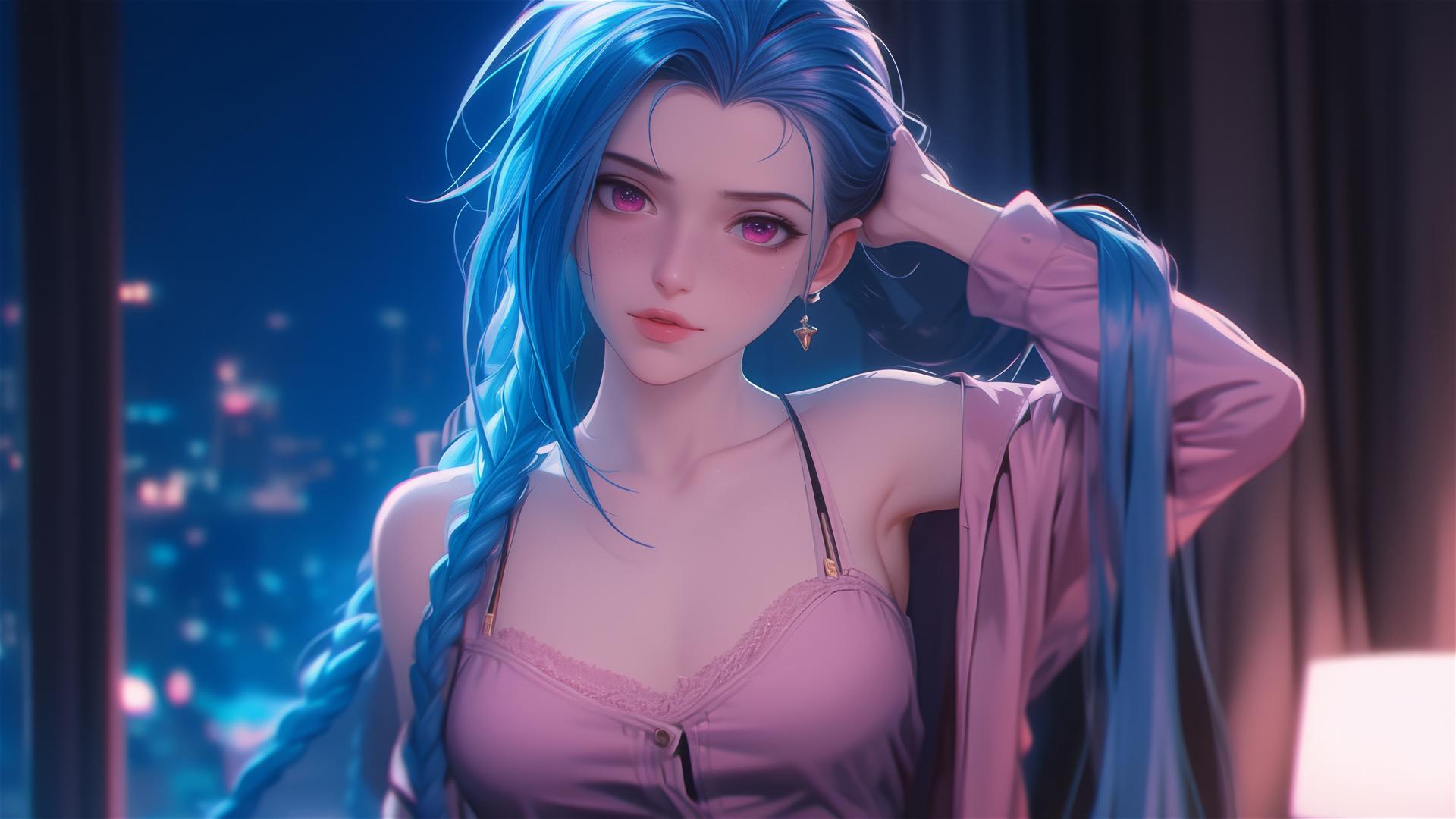 4k HD Wallpaper: Jinx in Moonlit Apartment