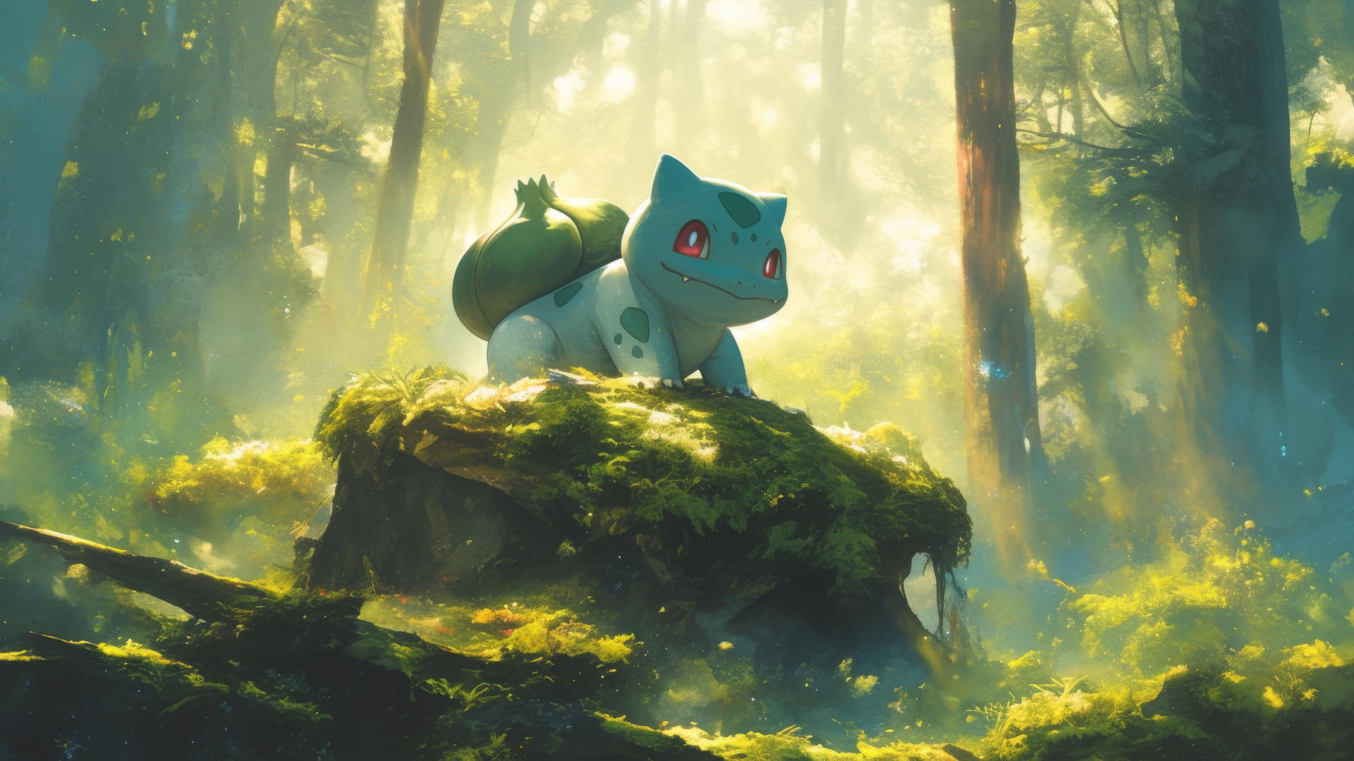 4k HD Wallpaper: Bulbasaur in Ancient Forest