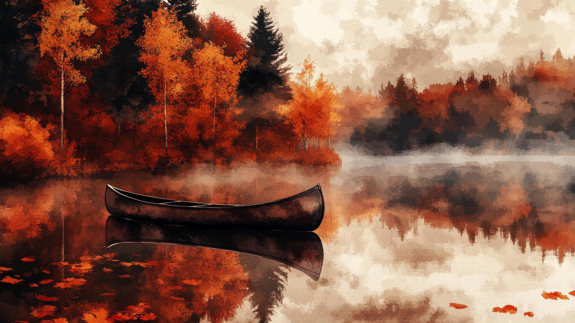 4k HD Wallpaper: Aesthetic Thanksgiving Wallpaper with Lone Canoe at Dusk