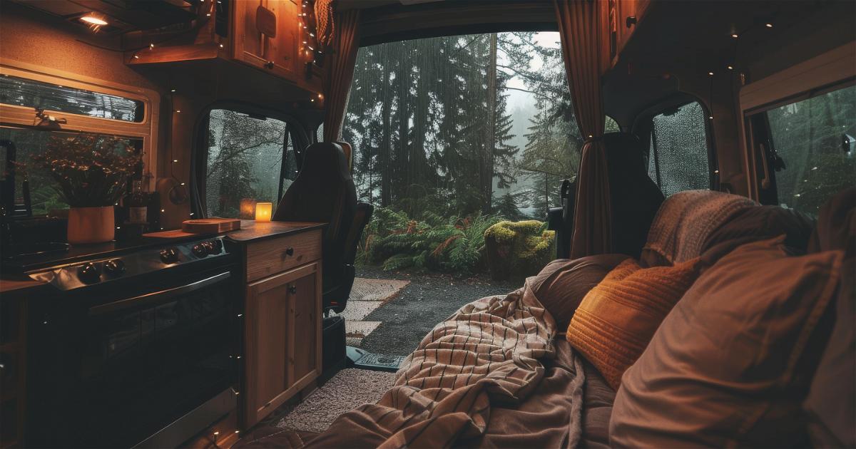 4k HD Wallpaper: Cozy RV Interior on a Rainy Day
