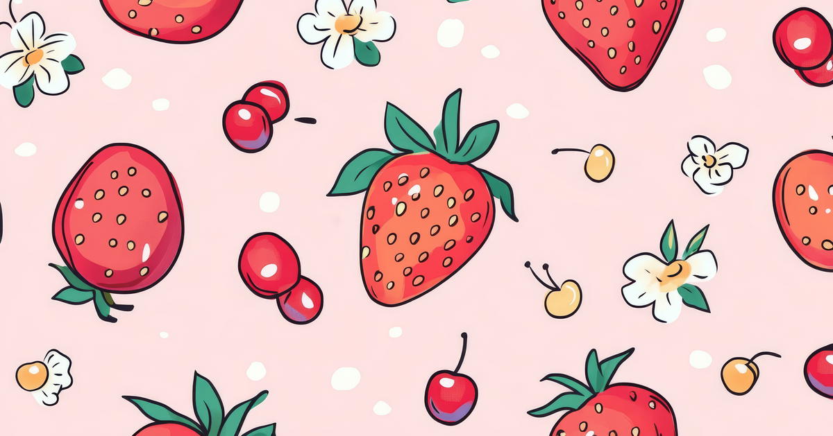 Fond d'écran 4K HD: Papier peint Preppy avec Fruits et Fleurs Adorables