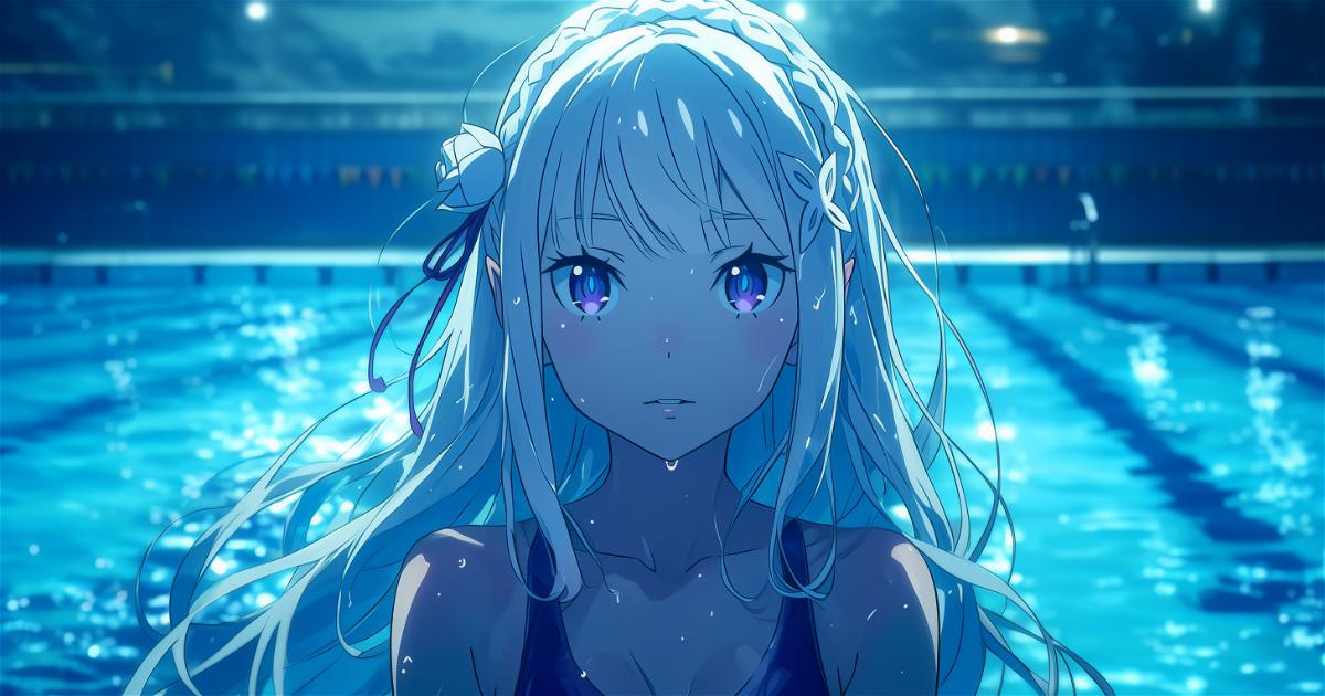 4k HD Wallpaper: Moonlight Swim with Emilia