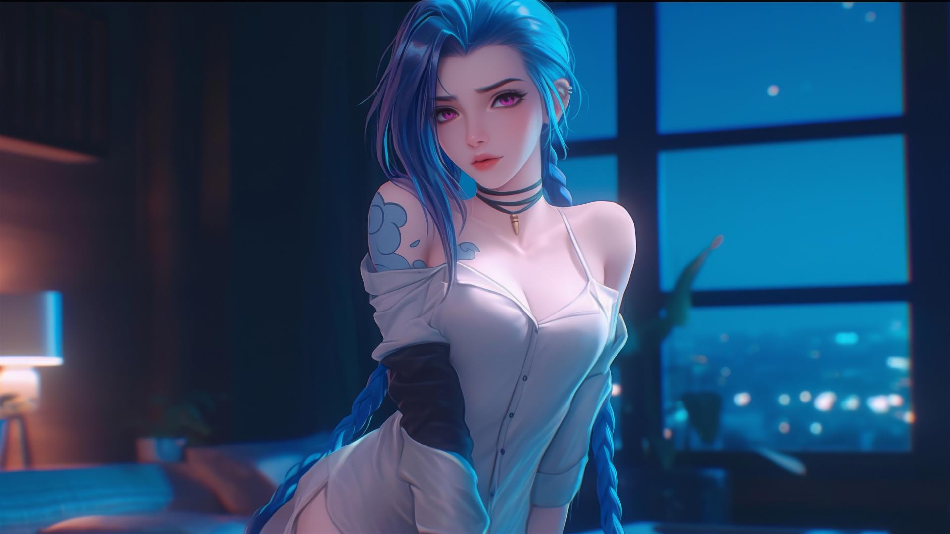 4k HD Wallpaper: Jinx in Moonlit Apartment