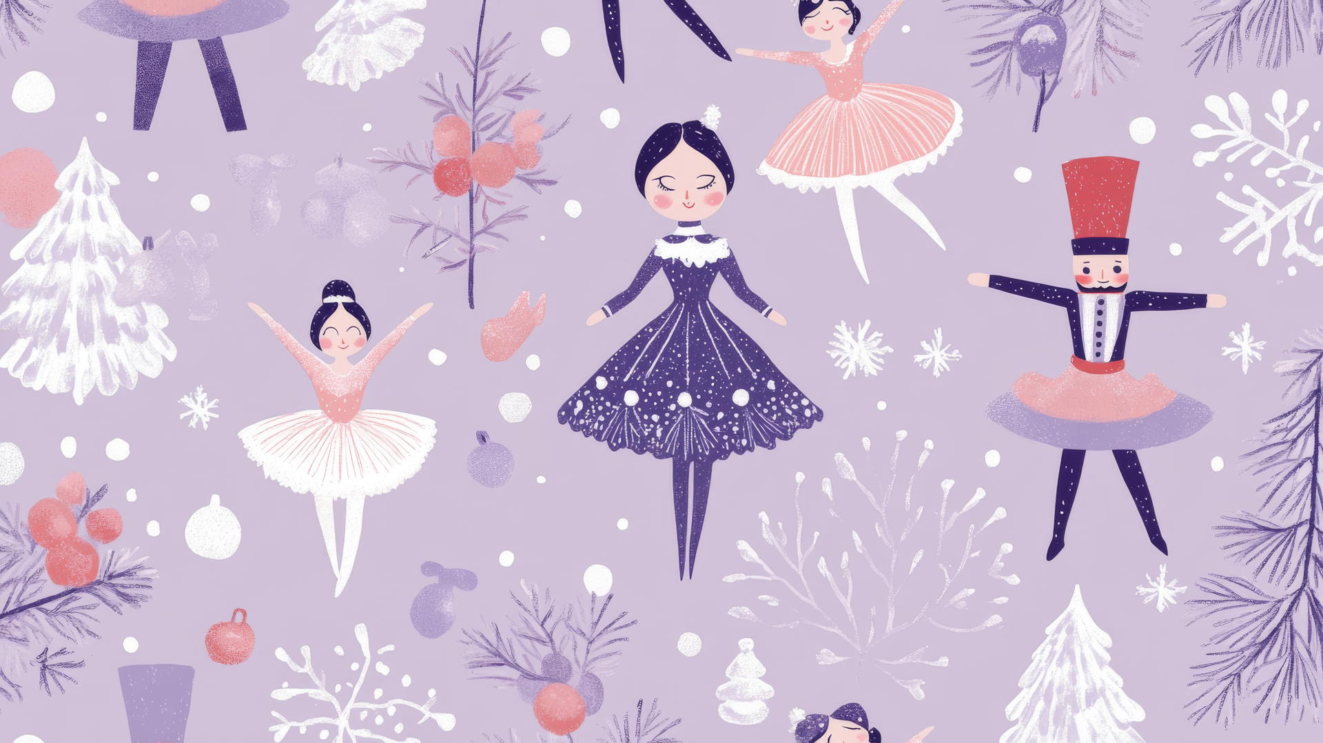 4k HD Wallpaper: Cute Preppy Christmas Wallpaper with Nutcracker Ballet ...
