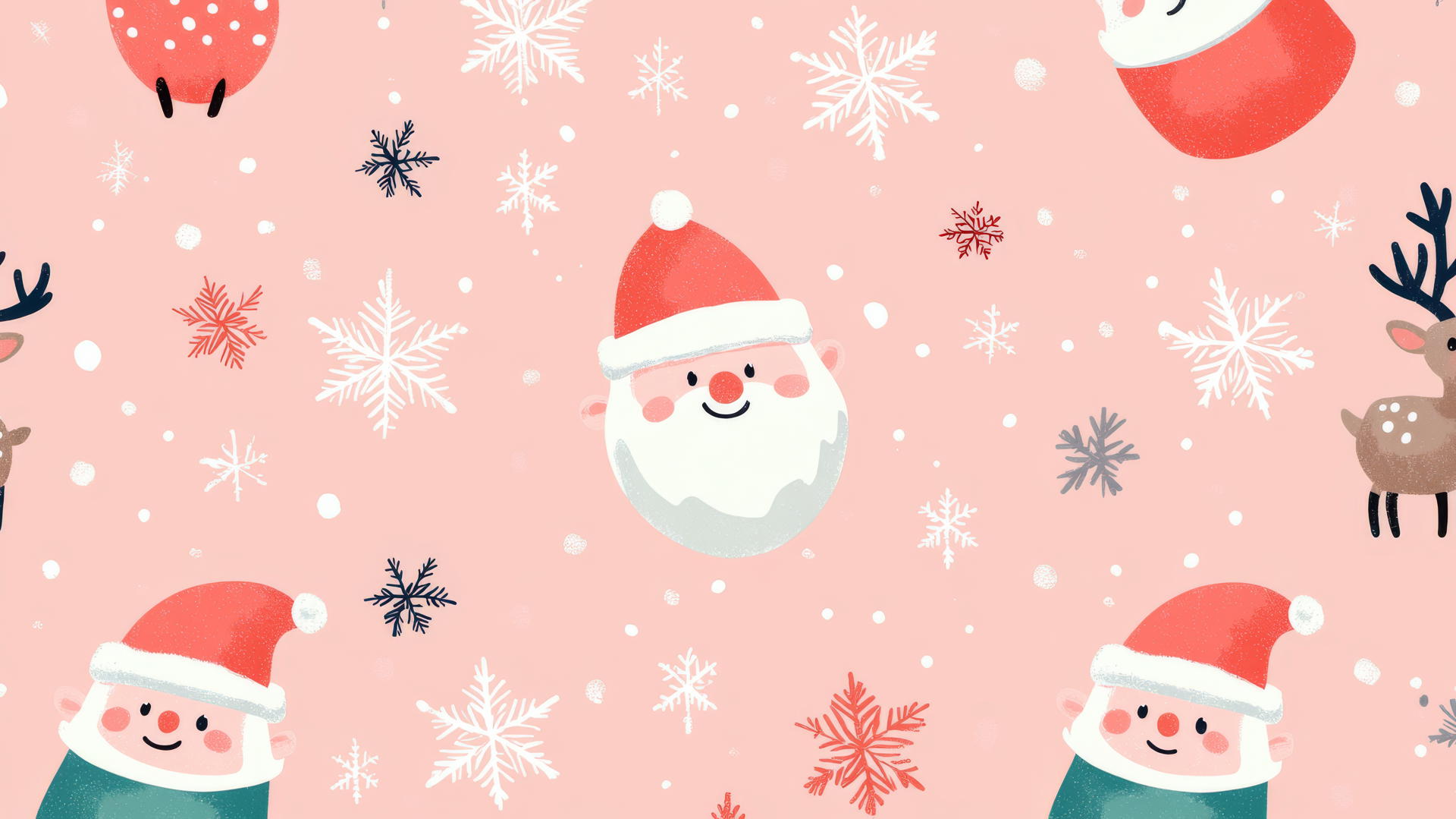 4k HD Wallpaper: Cute Preppy Christmas Wallpaper with Cartoon Santas ...