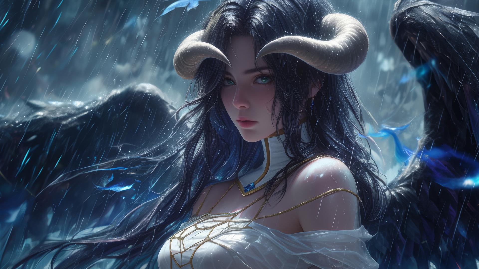 4k HD Wallpaper: Moonlit Albedo in Rain