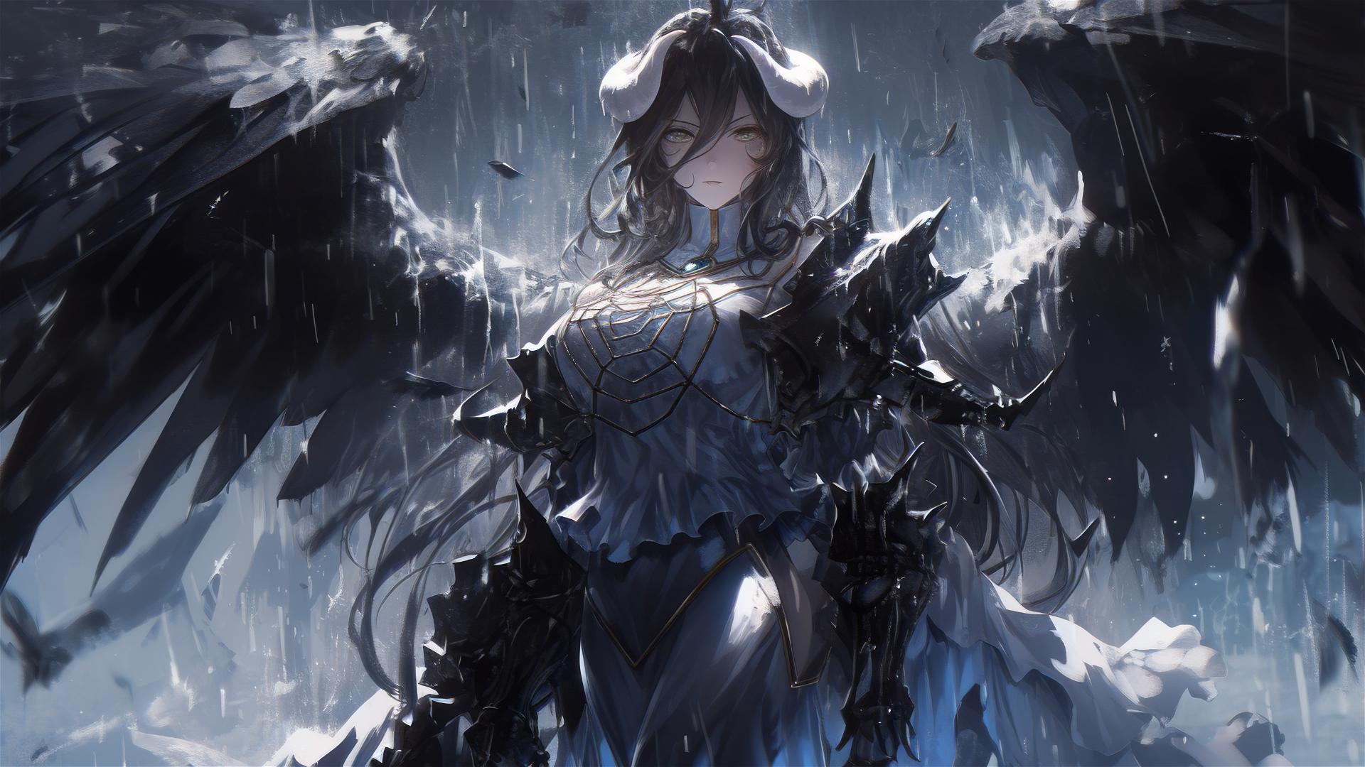 4k HD Wallpaper: Albedo in Moonlit Rain