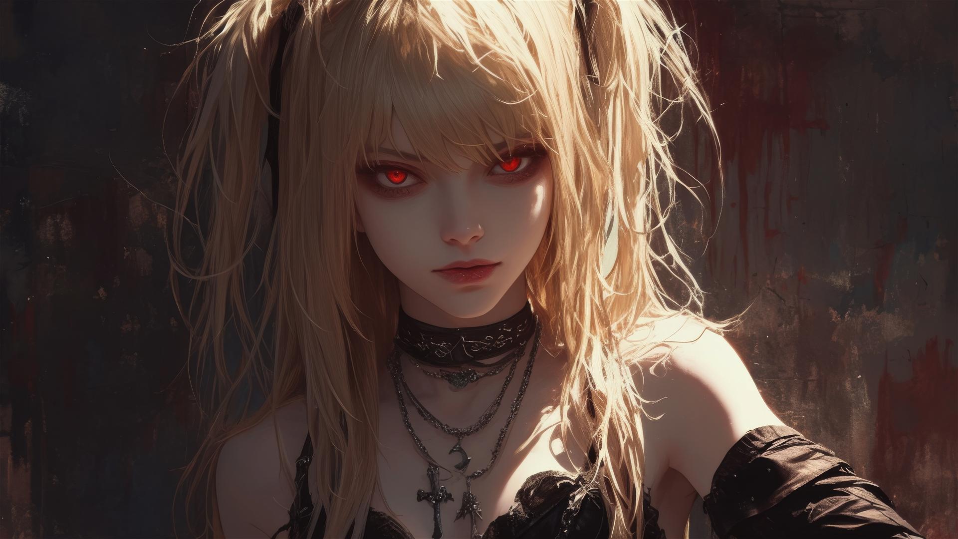 4k HD Wallpaper: Pensive Misa Amane from Death Note with Spotlight Accent