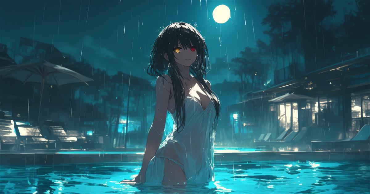 4k HD Wallpaper: Kurumi Tokisaki in Moonlit Rain