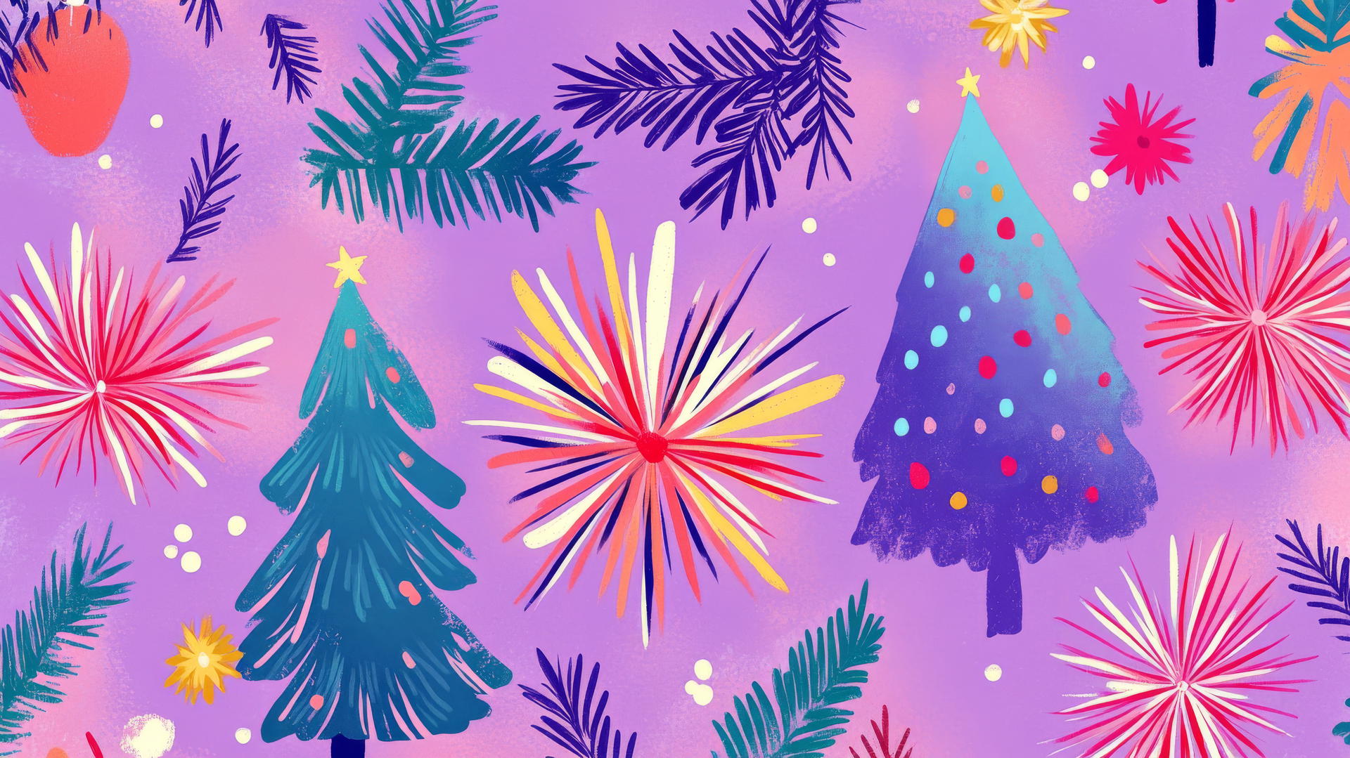 4k HD Wallpaper: Aesthetic Preppy Christmas Wallpaper with Fireworks ...