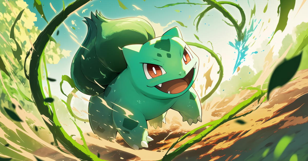 4k HD Wallpaper: Pokemon Bulbasaur Using Vine Whip