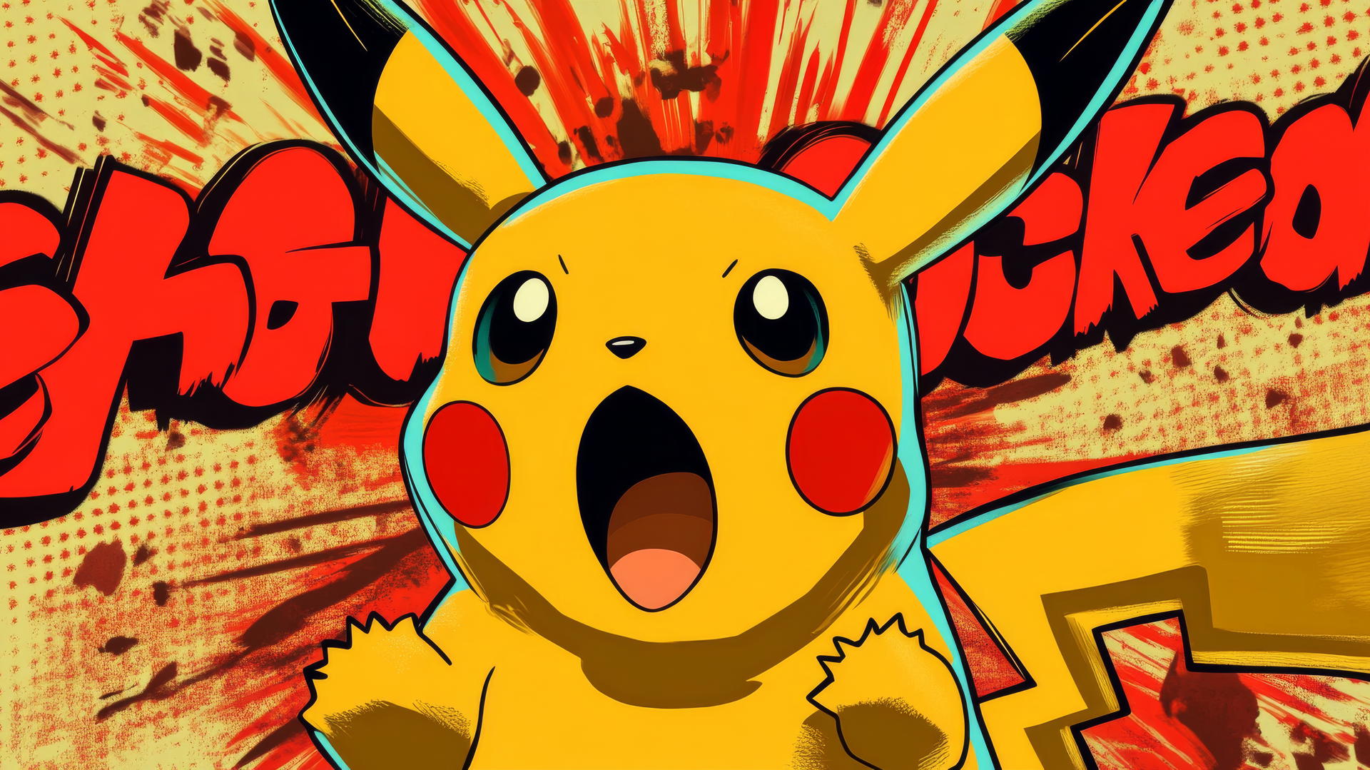 4k HD Wallpaper: Surprised Pikachu in Comic Book Style