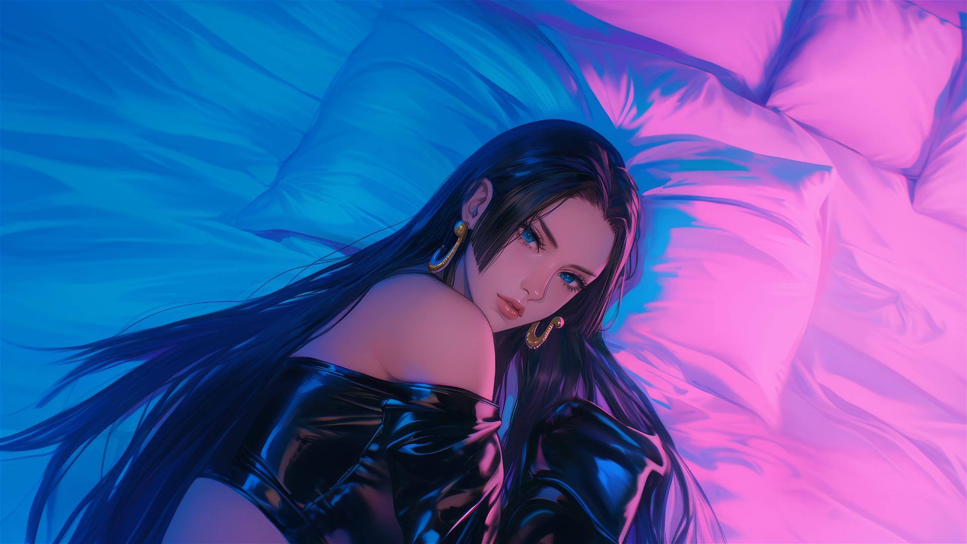4k HD Wallpaper: Anime-Style Boa Hancock in Neon Ambiance