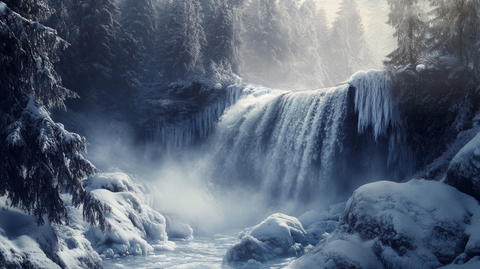 4k HD Wallpaper: Winter Background Wallpaper with Frozen Waterfall