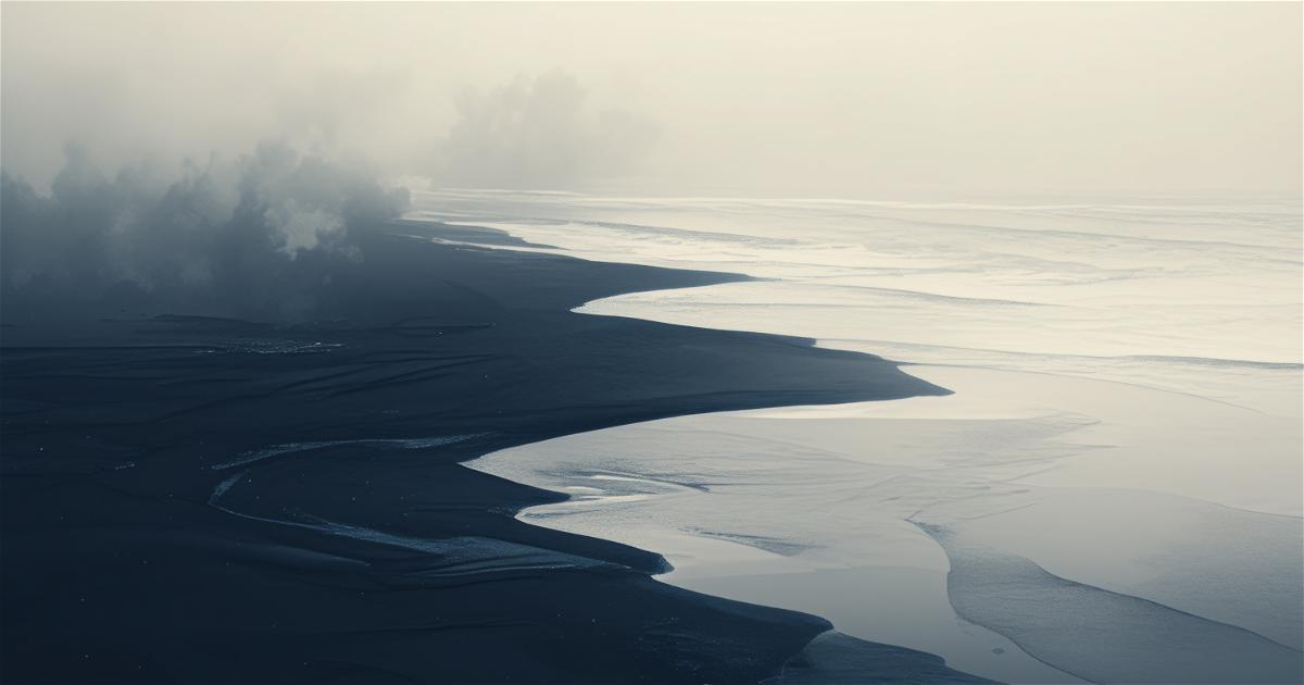 4k HD Wallpaper: Brooding Beach: Dark Sky, Roaring Waves, and Black Sand