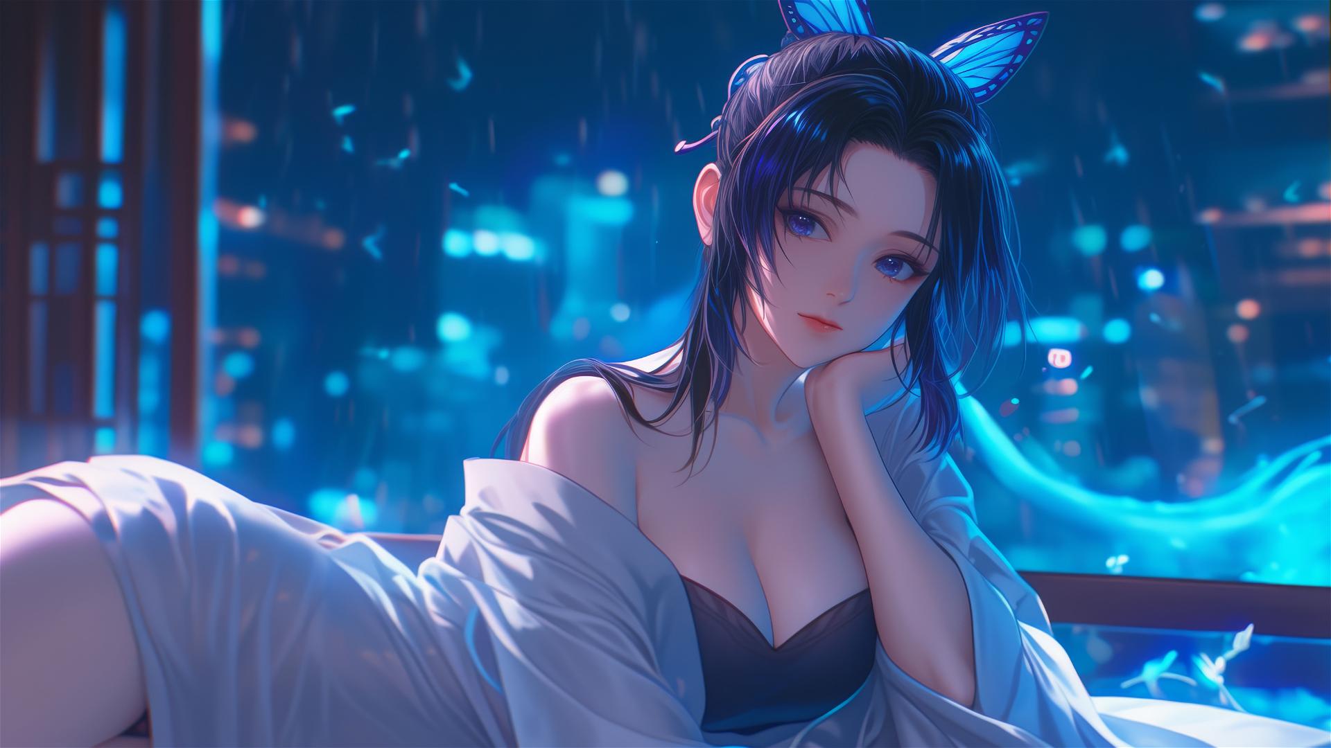Fondo De Pantalla 4k Hd Shinobu Kocho En Una Habitaci U00f3n De Hotel