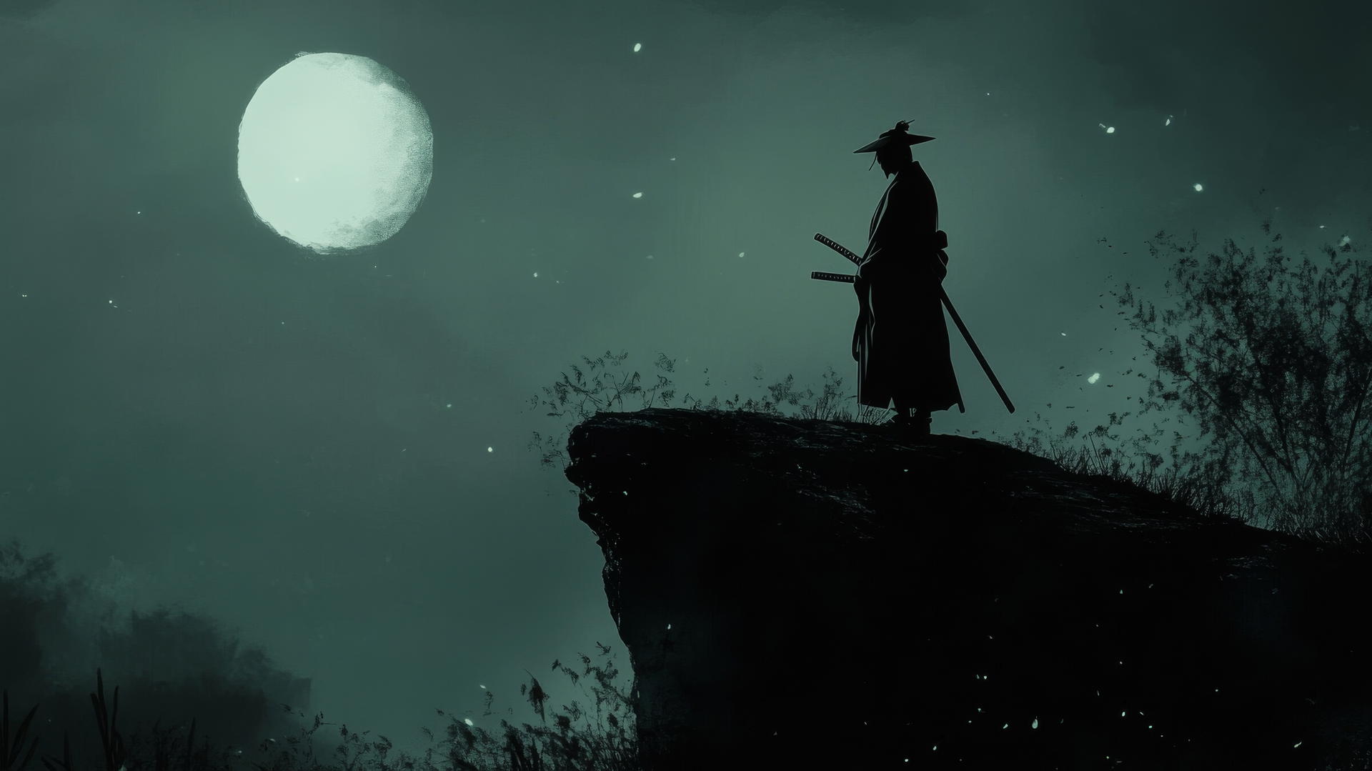 4k HD Wallpaper: Black Wallpaper Aesthetic with Lone Samurai