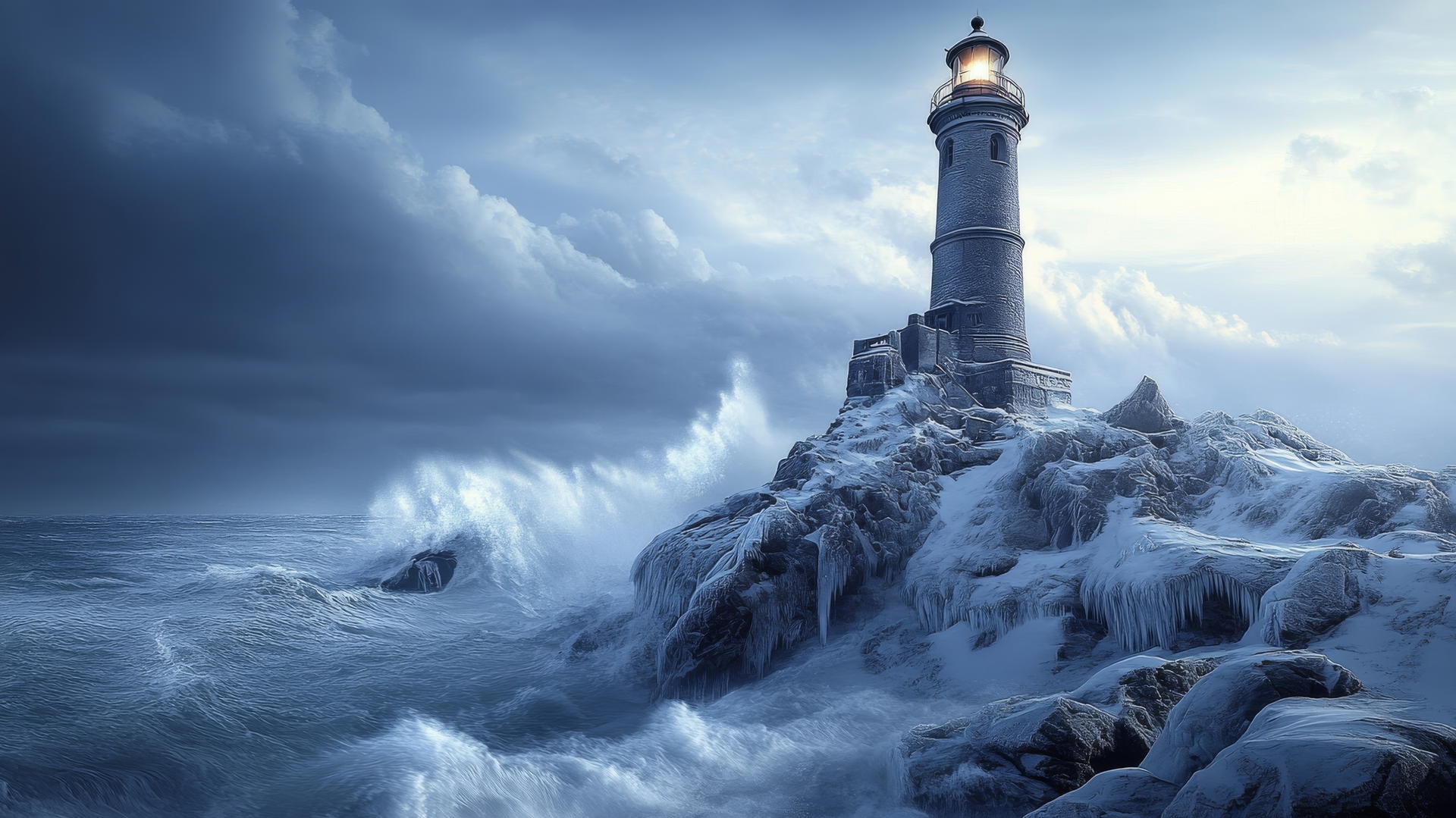 4k HD Wallpaper: Beautiful Winter Wallpaper with Lighthouse