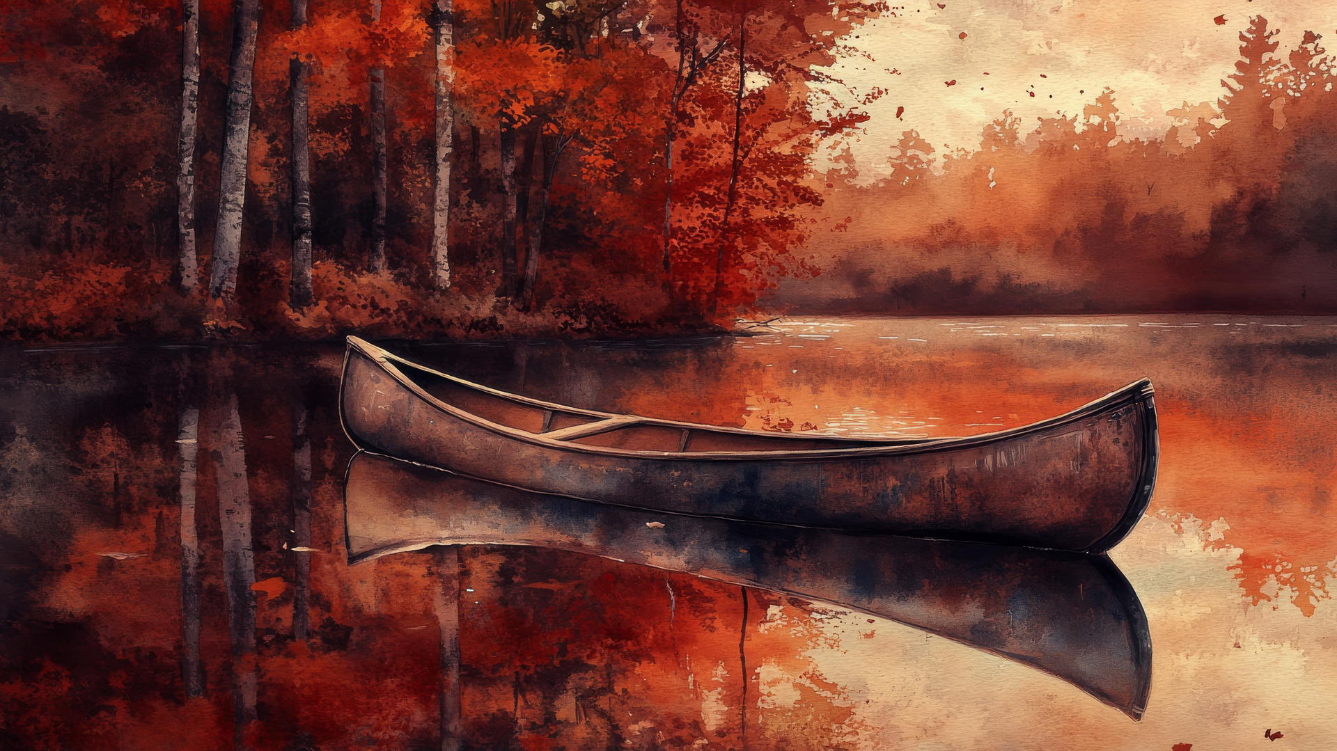 4k HD Wallpaper: Aesthetic Thanksgiving Wallpaper with Lone Canoe at Dusk