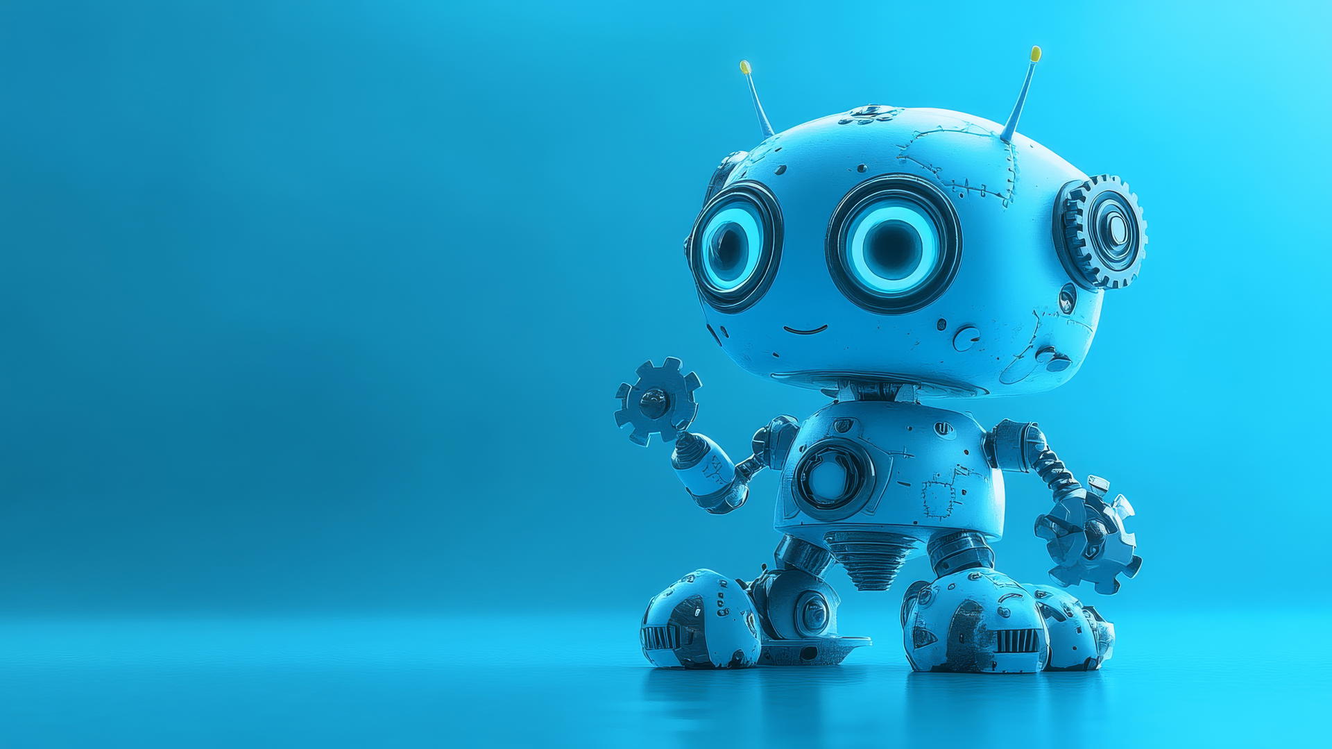 4k HD Wallpaper: Cute Blue Wallpaper with Playful Blue Robots