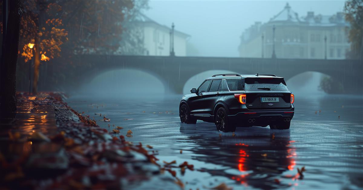 Fondo de Pantalla 4K HD: Ford Explorer Gótico y Tenebroso en la Niebla