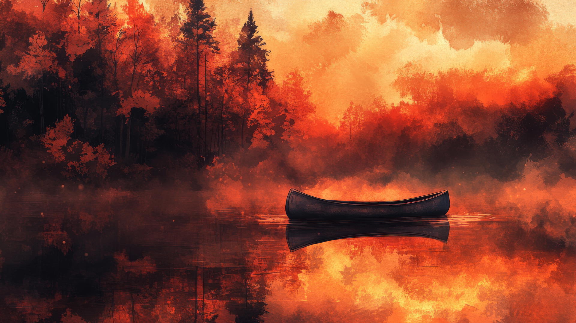 4k HD Wallpaper: Aesthetic Thanksgiving Wallpaper with Lone Canoe at Dusk