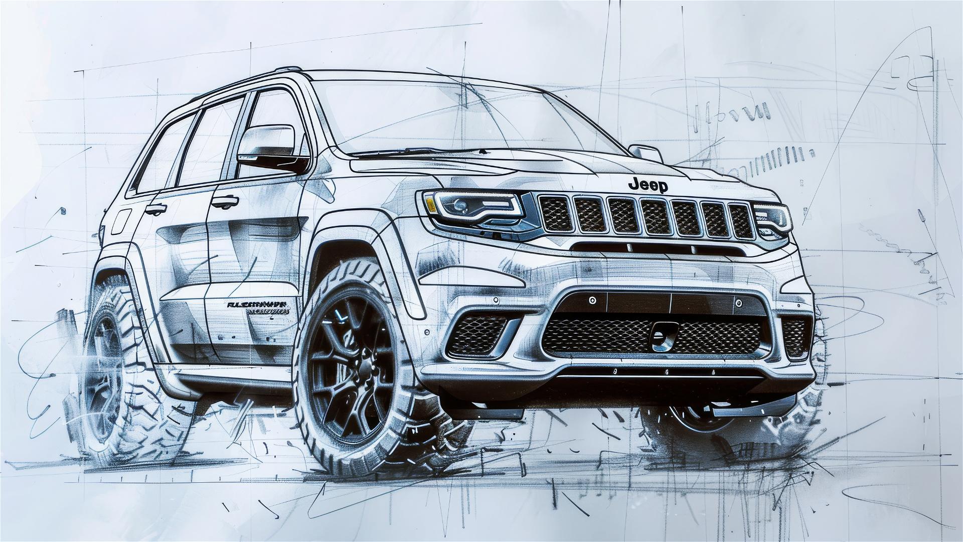 4K HD Обои: Чертеж и эскиз Jeep Grand Cherokee Trackhawk