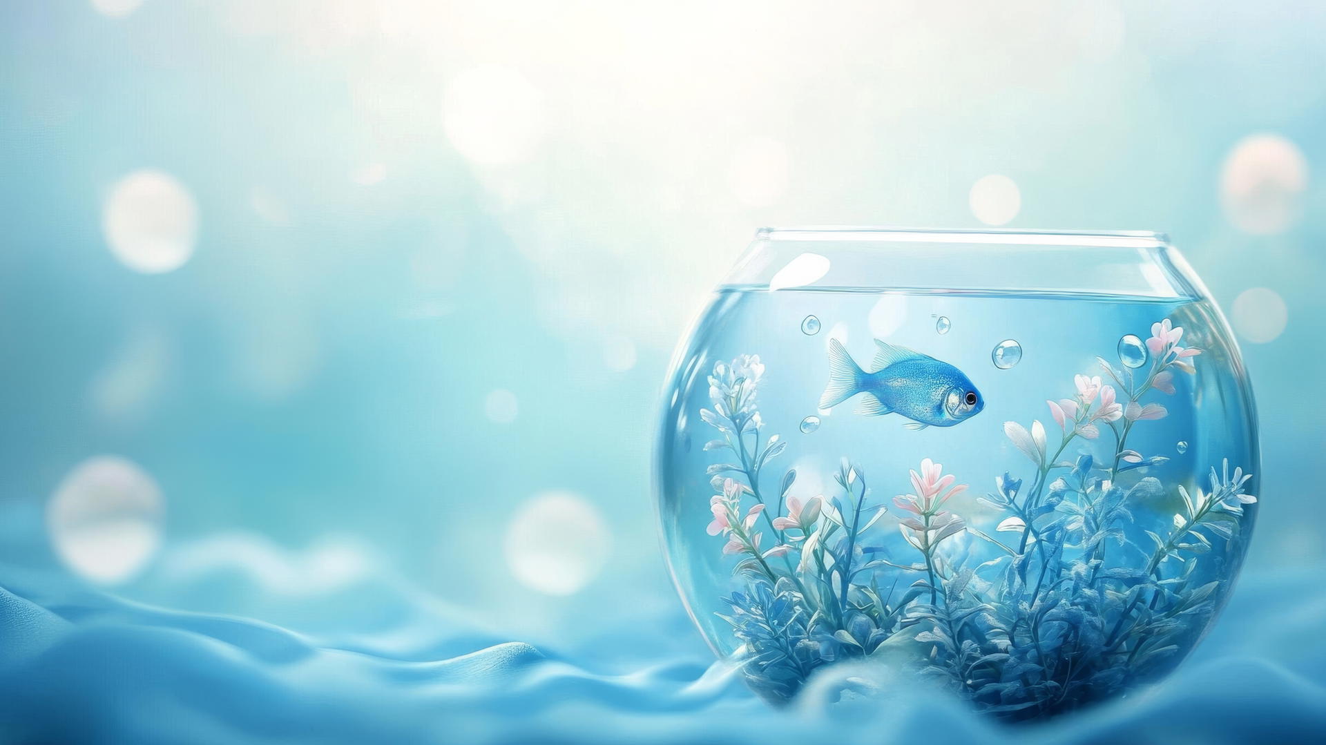 4k HD Wallpaper: Cute Blue Fishbowl Wallpaper