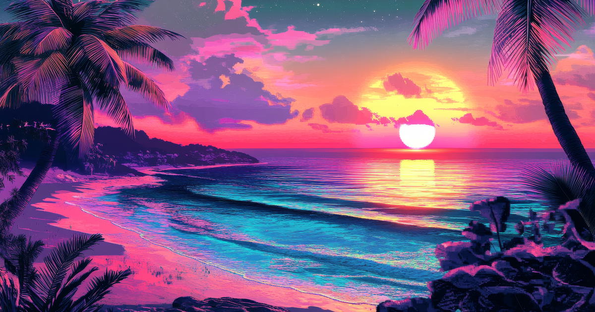 4k HD Wallpaper: Y2K Aesthetic Wallpaper with Neon Sunset