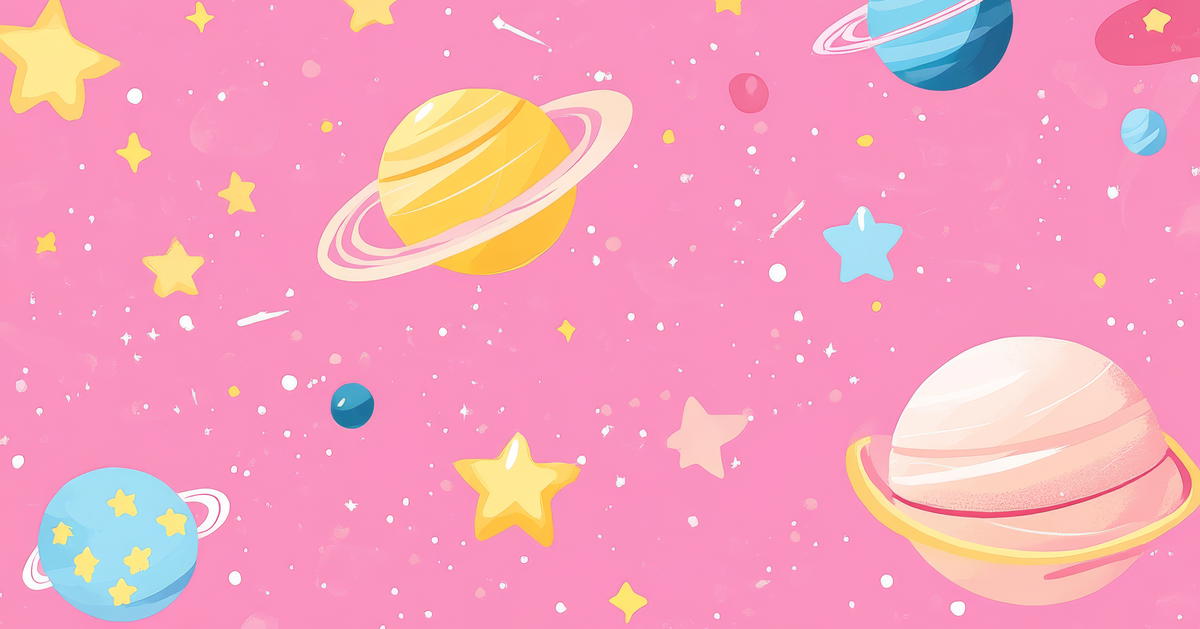 4k HD Wallpaper: Cute Pink Wallpaper with Cartoon Planets